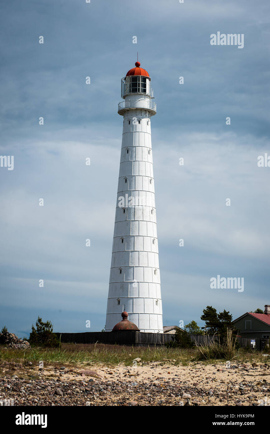 lighthouse with rusty metal rails near sea port Stock Photo - Alamy