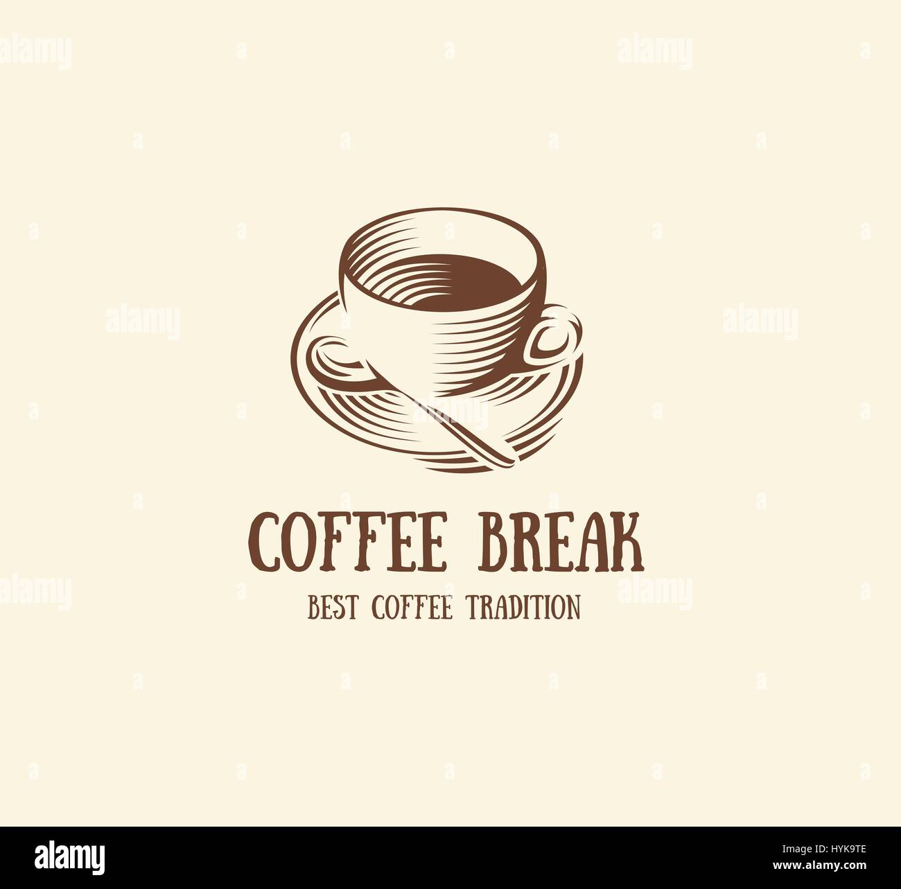 Isolated abstract brown color coffee cup logo, morning drink logotype ...