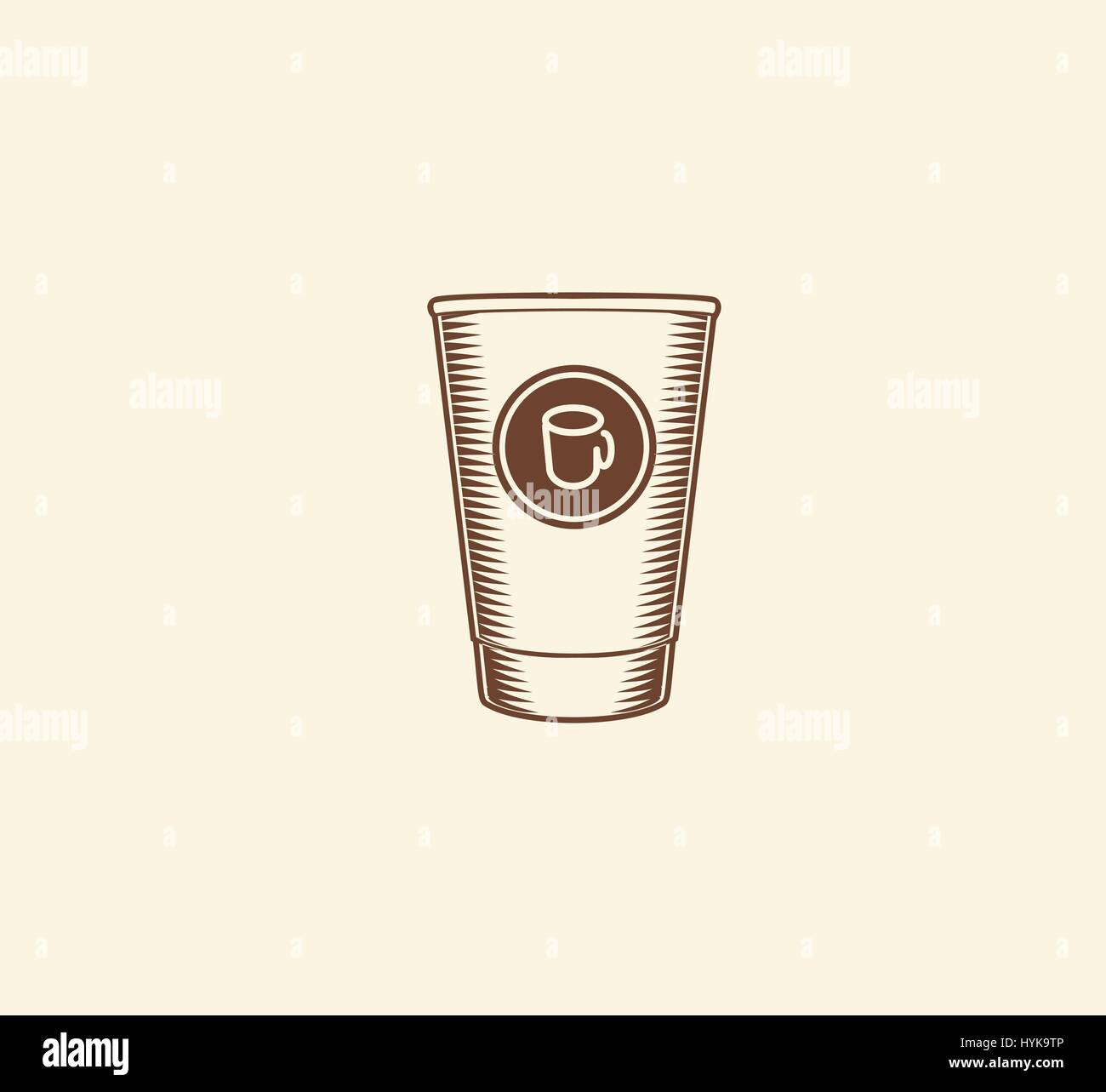 Isolated abstract brown color paper coffee cup logo, morning drink ...