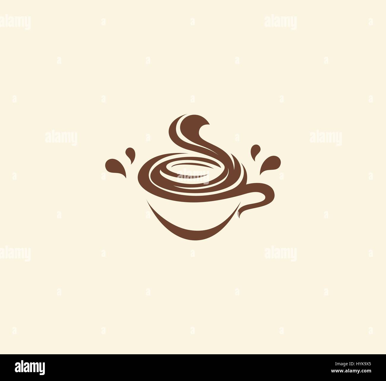 Isolated abstract brown color coffee cup logo, morning drink logotype ...