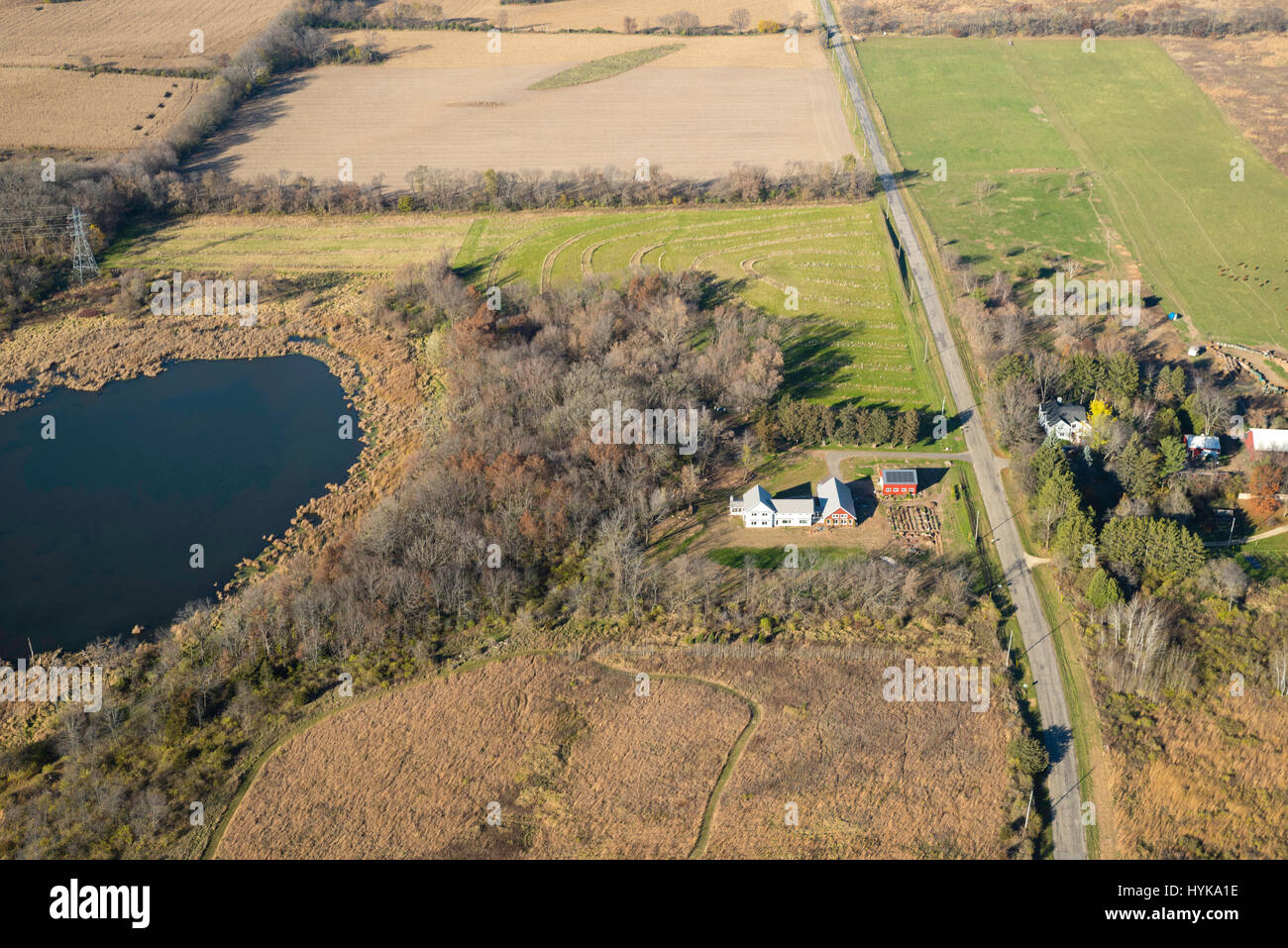 Aerial view of One Seed Farm, Oregon, Wisconsin, USA Stock Photo - Alamy