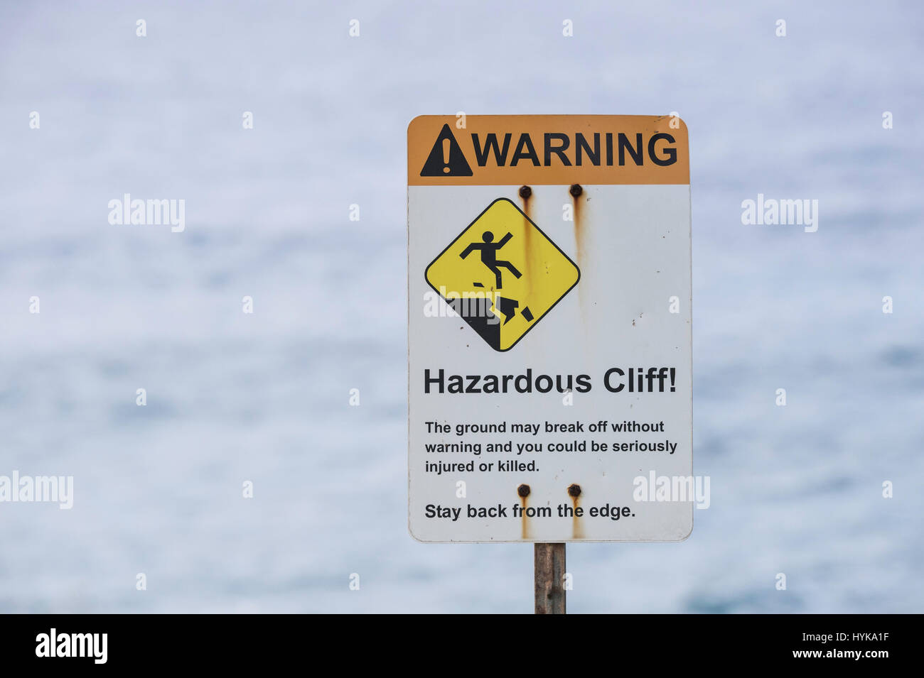 Warning Hazardous Cliff, sign, Kauai, Hawaii, USA Stock Photo - Alamy