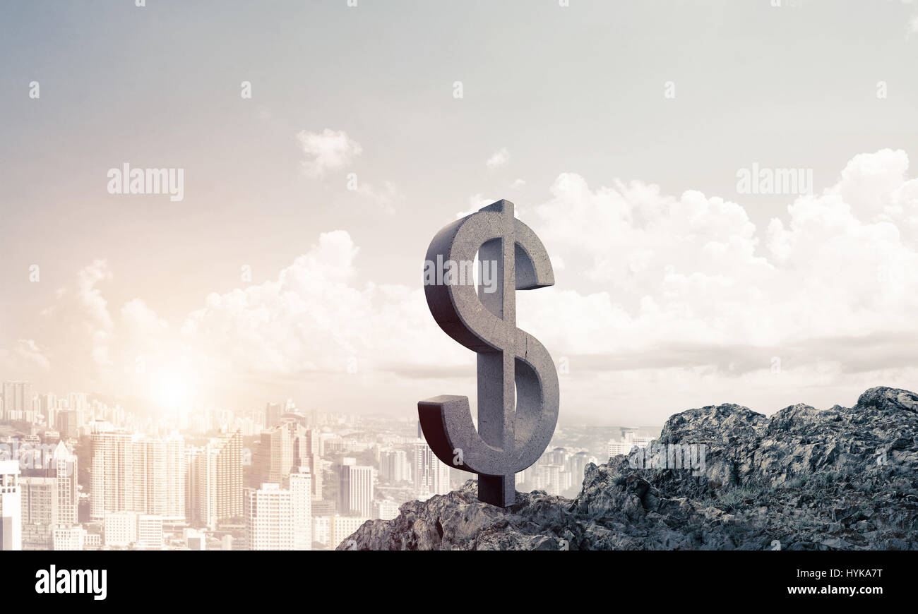 Money making and wealth concept presented by stone dollar symbol Stock ...