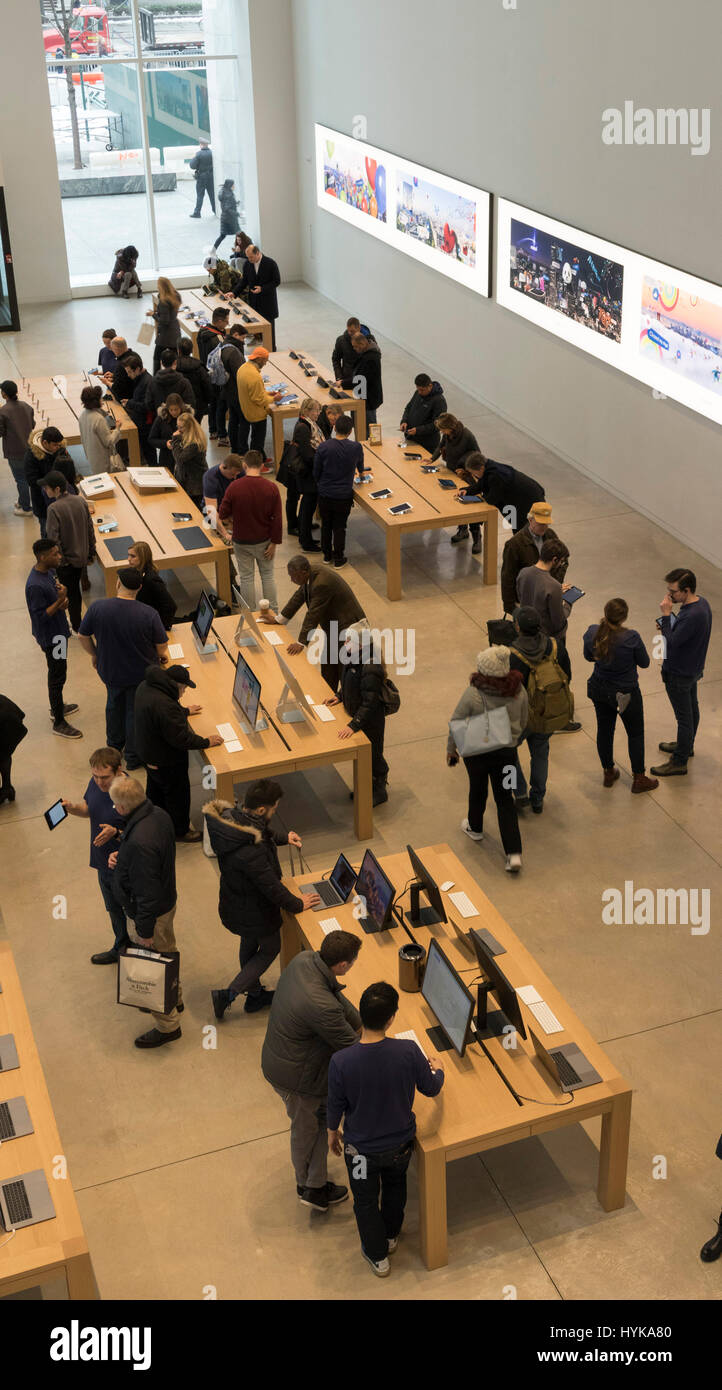 Customers at the Apple Store, Fifth Avenue, New York City, USA Stock ...