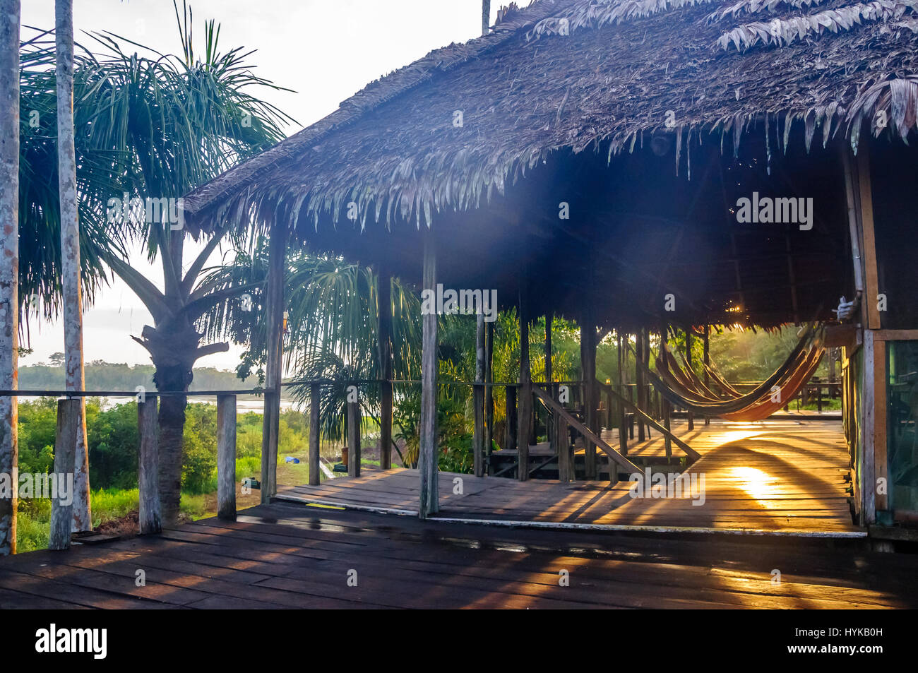 Jungle lodge in the brazilian rainforest by Rio Javari Stock Photo - Alamy