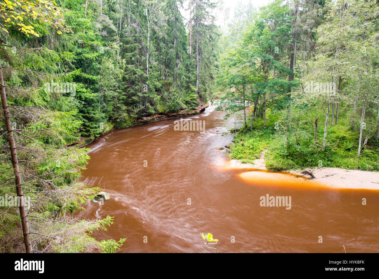 Mountain river with Flowing Water Stream and sandstone cliffs Stock ...