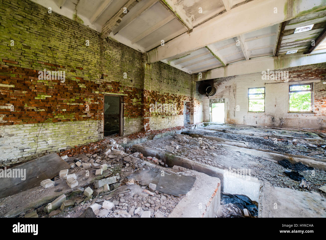interior of an old abandoned soviet hospital in military town of ...