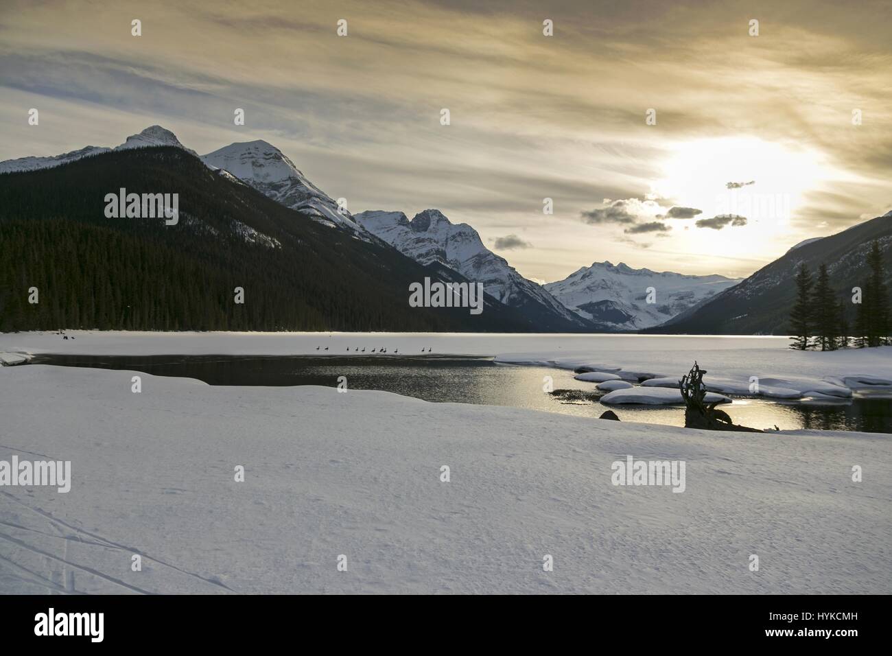 Glacier Lake Sunset Canadian Rocky Mountain Landscape Banff National ...