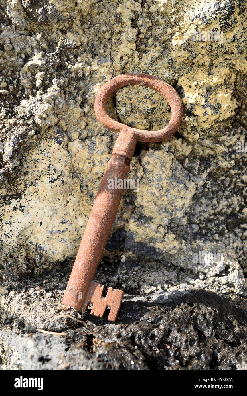 very old door key in rusty iron Stock Photo - Alamy