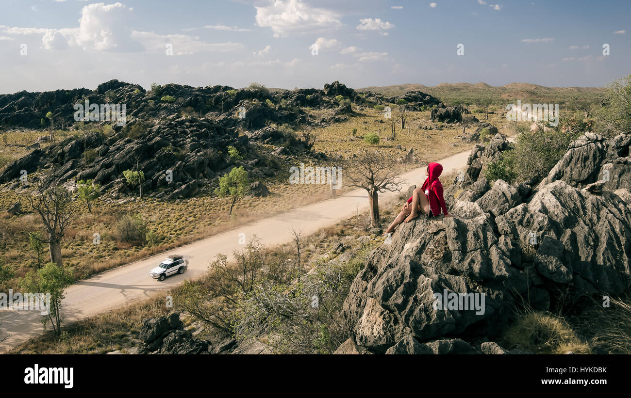 Road tripping in Australia, stop on the top of a hill near Windjana ...