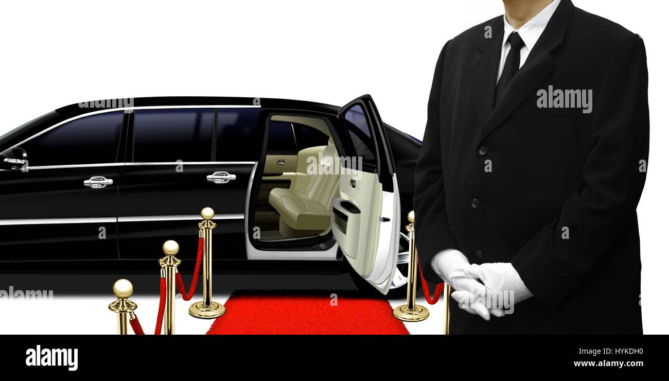 limousine chauffeur standing by the car Stock Photo - Alamy