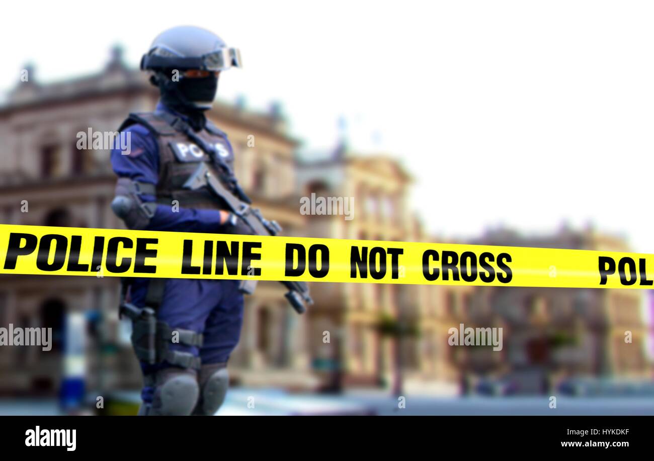 Police officer on duty standing on standby position Stock Photo - Alamy