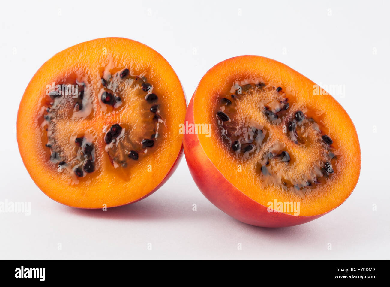 Exotic tropical fruit called tree tomato (Solanum Betaceum) on white ...