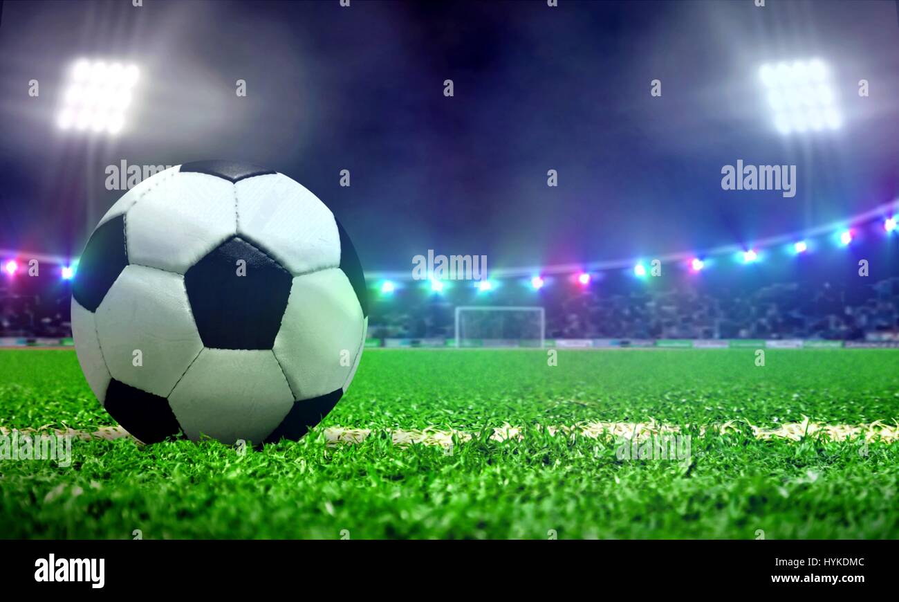 Soccer ball on the stadium field hi-res stock photography and images ...
