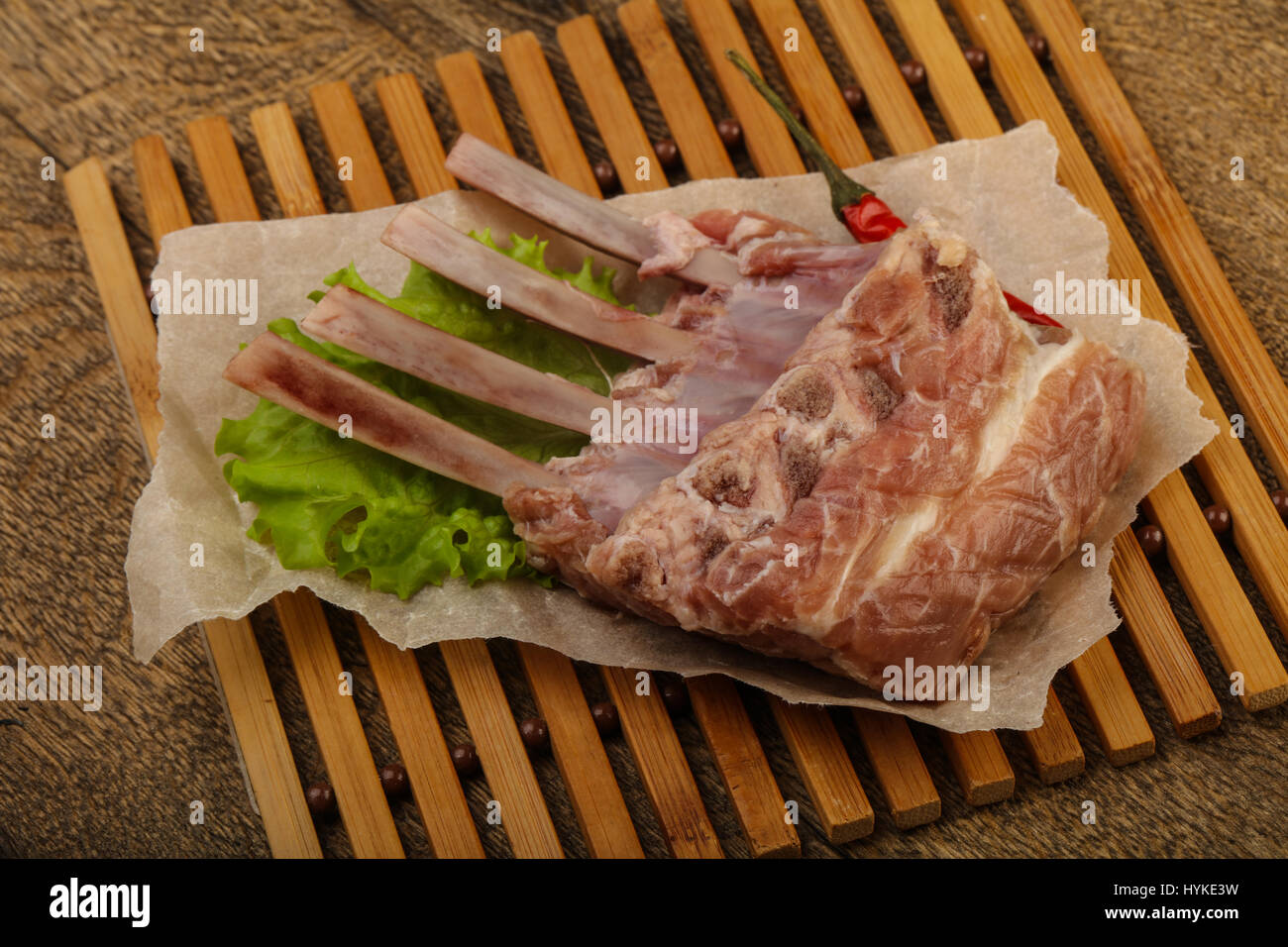 Raw lamb ribs with pepper ready for cooking Stock Photo - Alamy