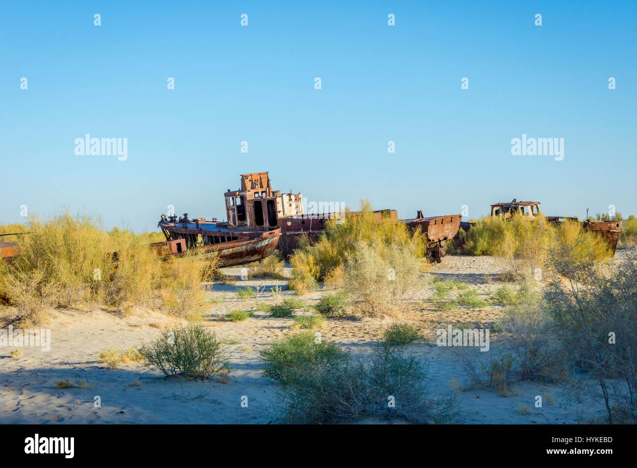 Ship cemetery at Aral sea, Muynak, Uzbekistan Stock Photo - Alamy