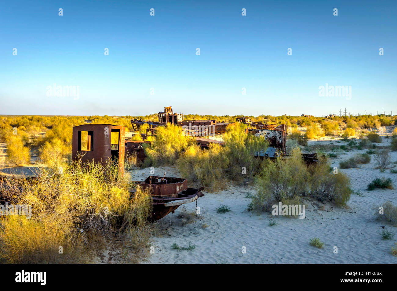 Ship cemetery at Aral sea, Muynak, Uzbekistan Stock Photo - Alamy