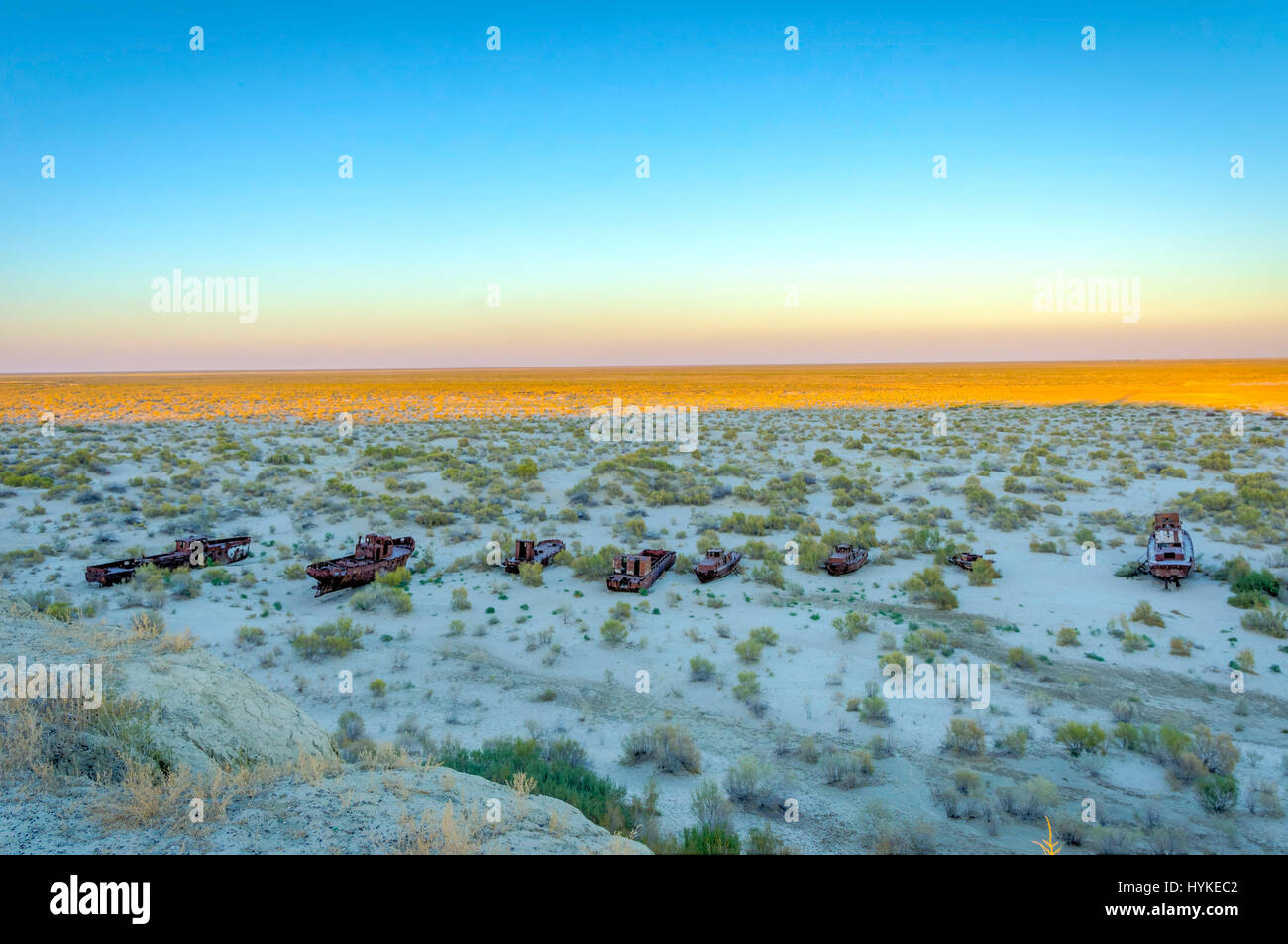 Ship cemetery at Aral sea, Muynak, Uzbekistan Stock Photo - Alamy