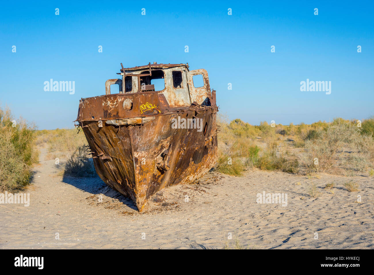 Ship cemetery at Aral sea, Muynak, Uzbekistan Stock Photo - Alamy