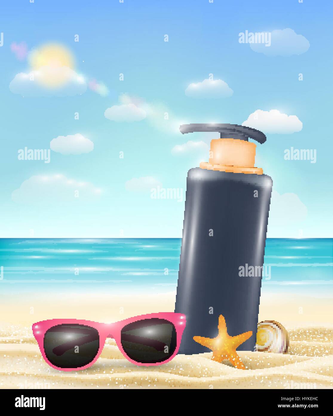 Closeup shell on beach Stock Vector Images - Alamy