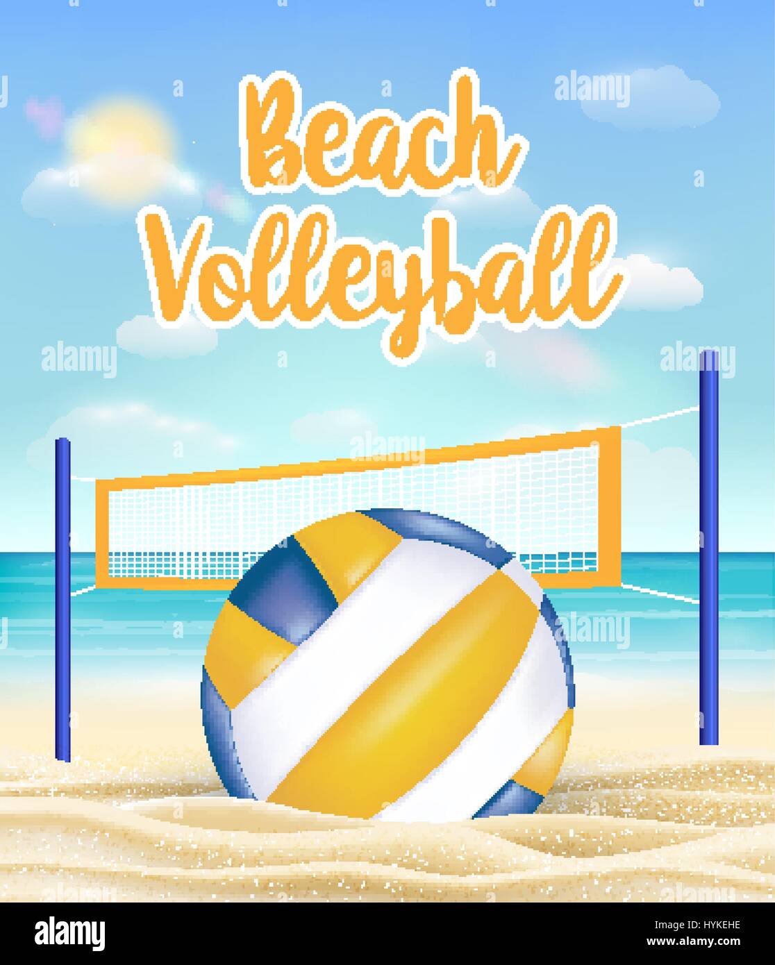 beach volleyball and net on a sea sand beach Stock Vector Image & Art ...