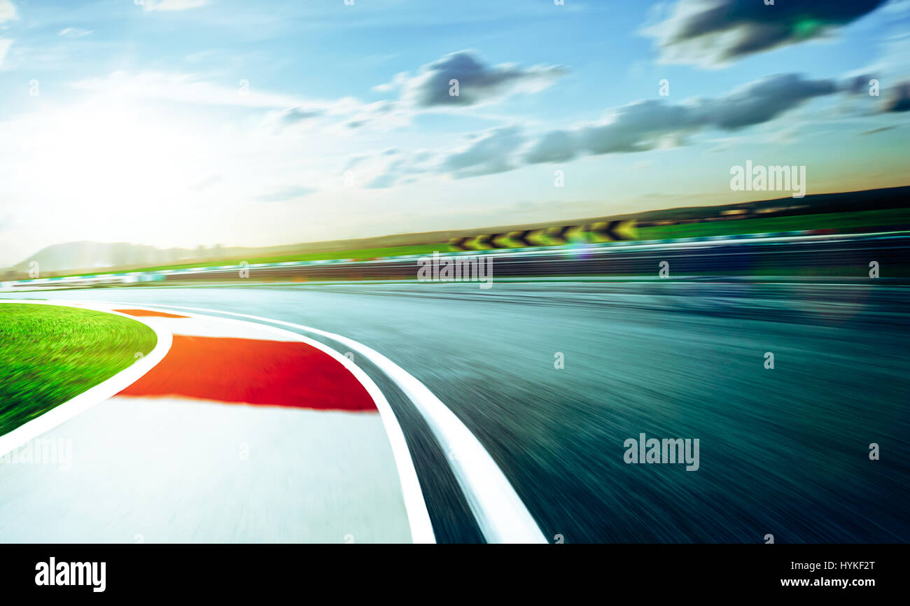 Motion blurred racetrack,cold mood Stock Photo - Alamy