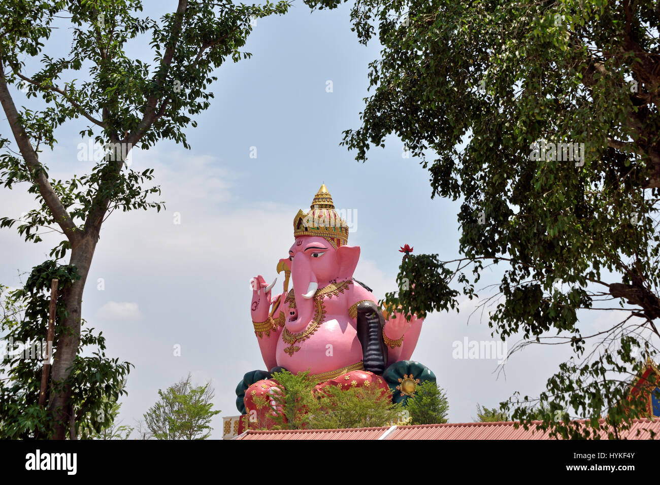 View of the huge pink elephant building (representing Ganesh) through ...