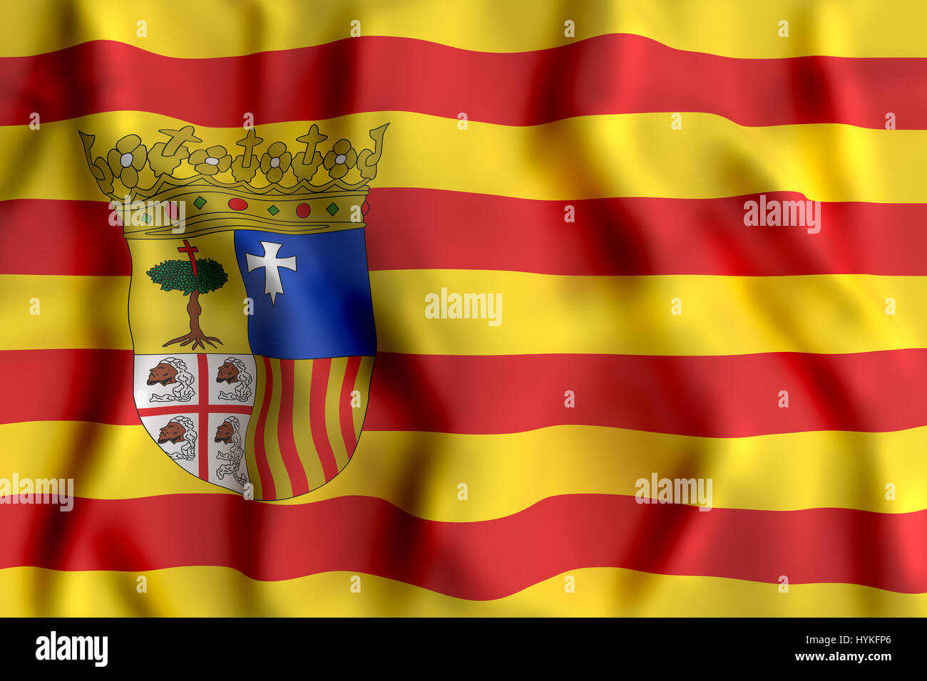 3d rendering of an Aragon flag waving Stock Photo - Alamy
