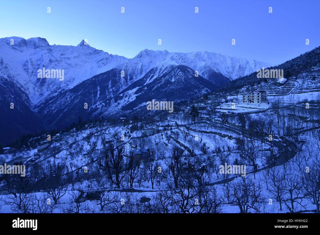 Winter landscape, Kalpa, Kinnaur, Himachal Pradesh, India Stock Photo ...
