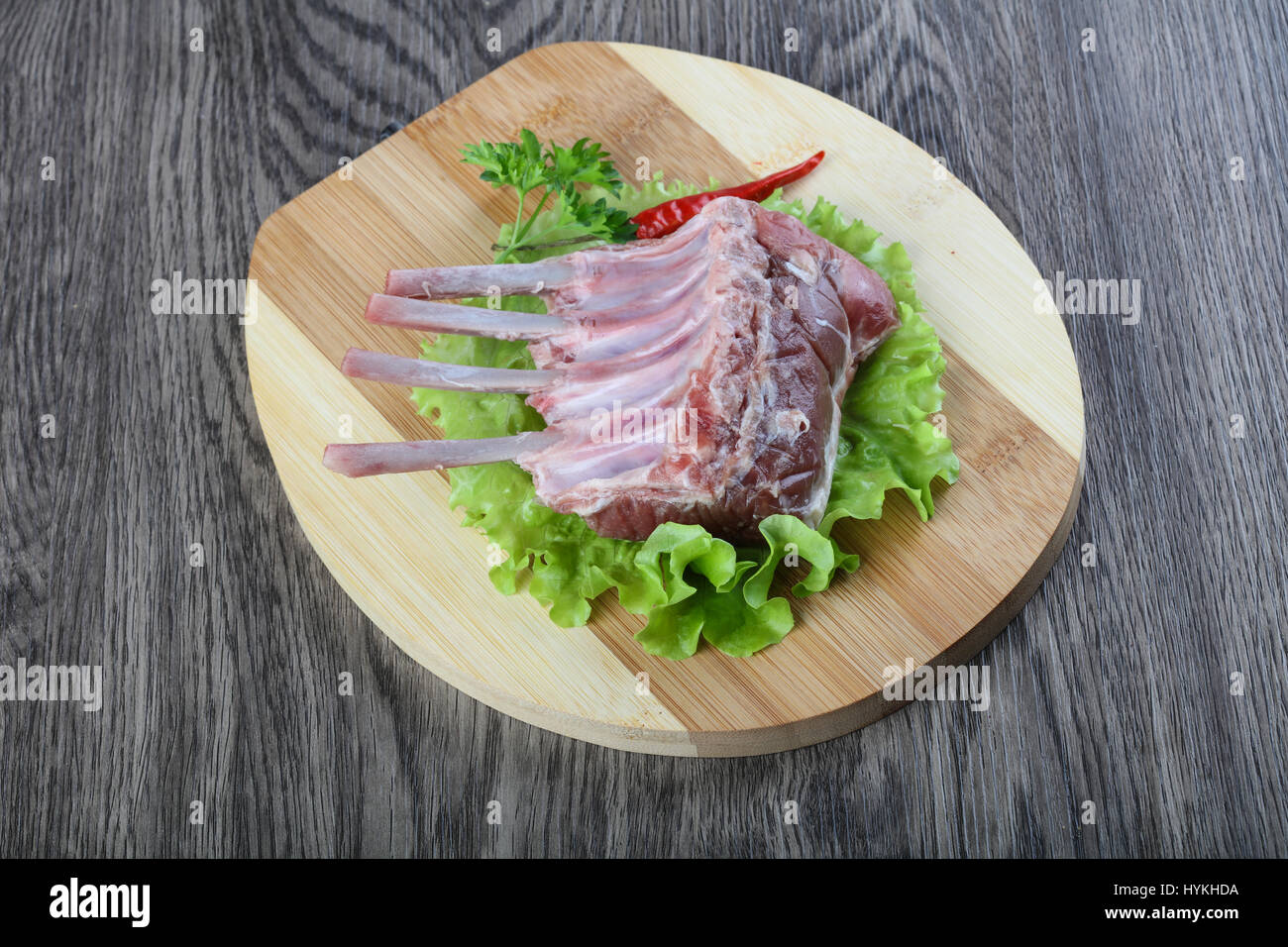 Lamb Frenched Rack 4 rib bone Stock Photo - Alamy
