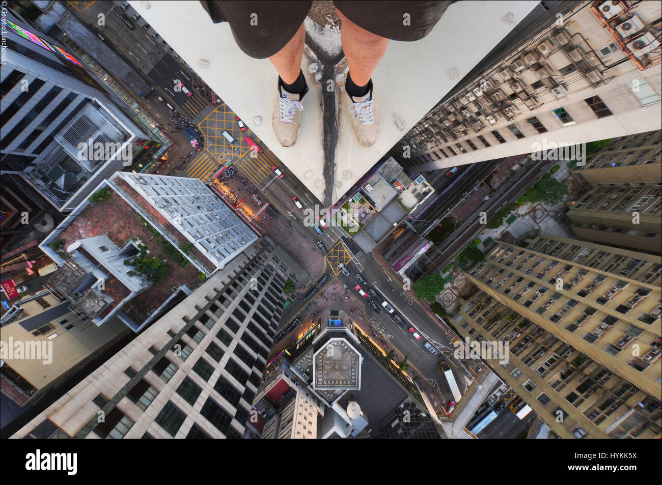 Hong Kong. VERTIGO inducing pictures from the top of a 155-foot-high crane have been captured by ...