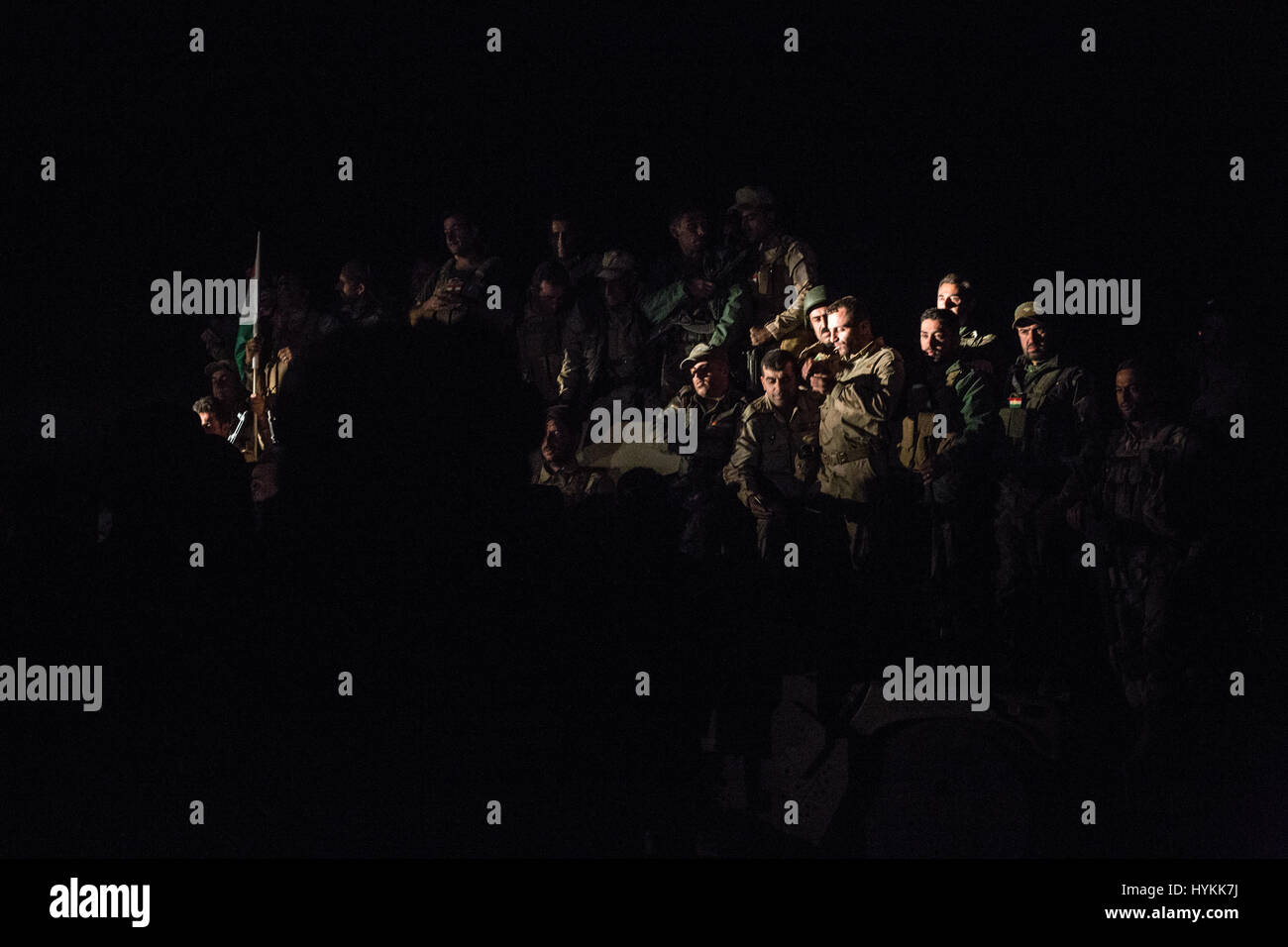 Soldiers line up for a general visit late at night making a statement ...