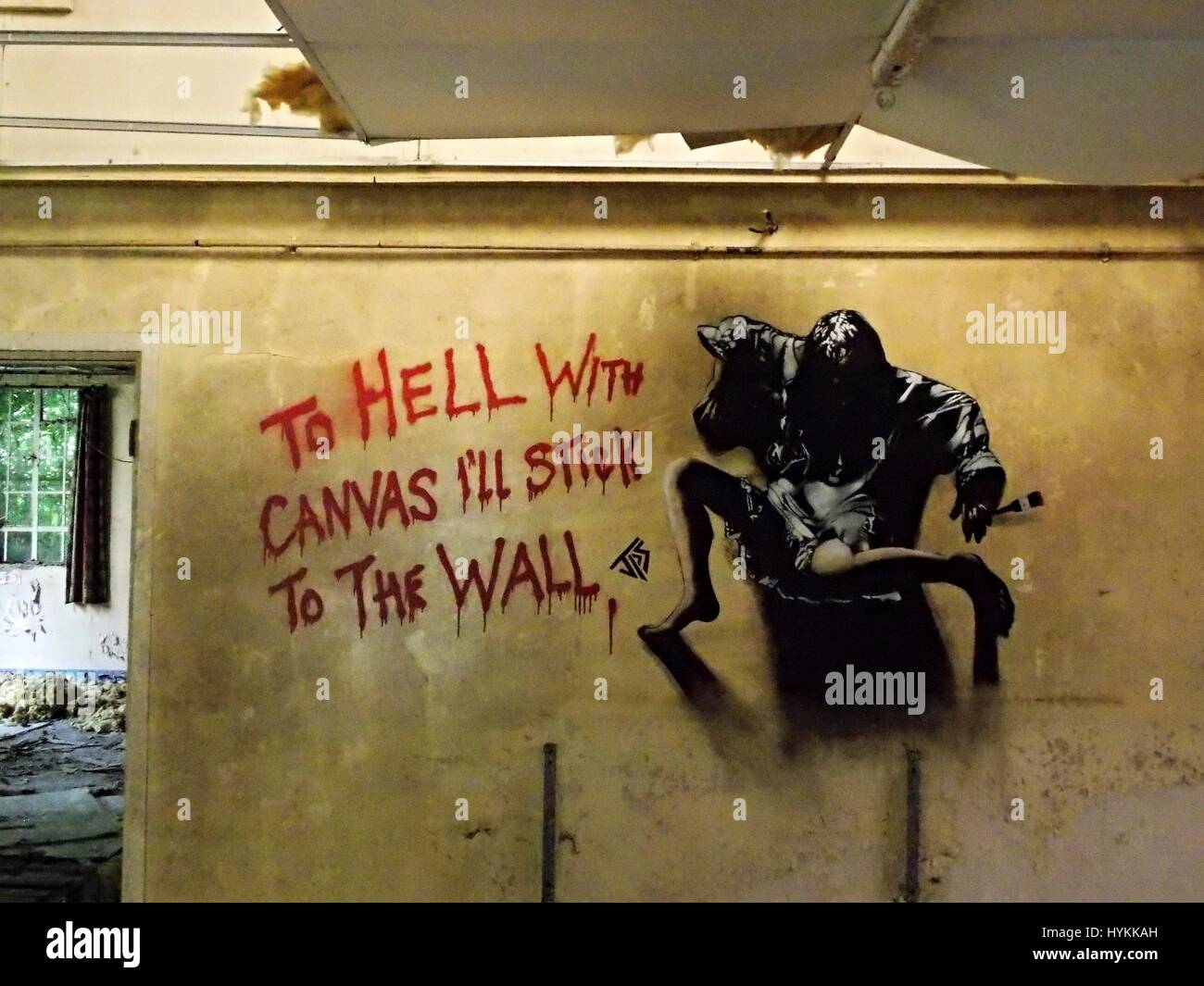 BARROW HOSPITAL, SOMERSET, UK: The Ring ghost has been painted on a ...