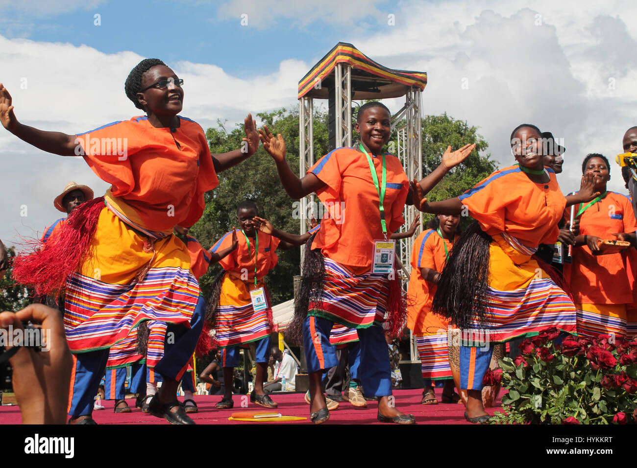 KAMPALA, UGANDA: Female dancers of the Ekitagururo group entertaining ...