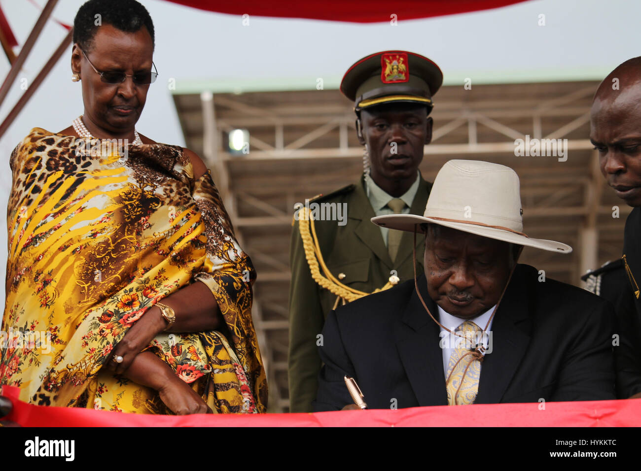 Kampala Uganda Ugandas First Lady Janet Museveni Standing Next To
