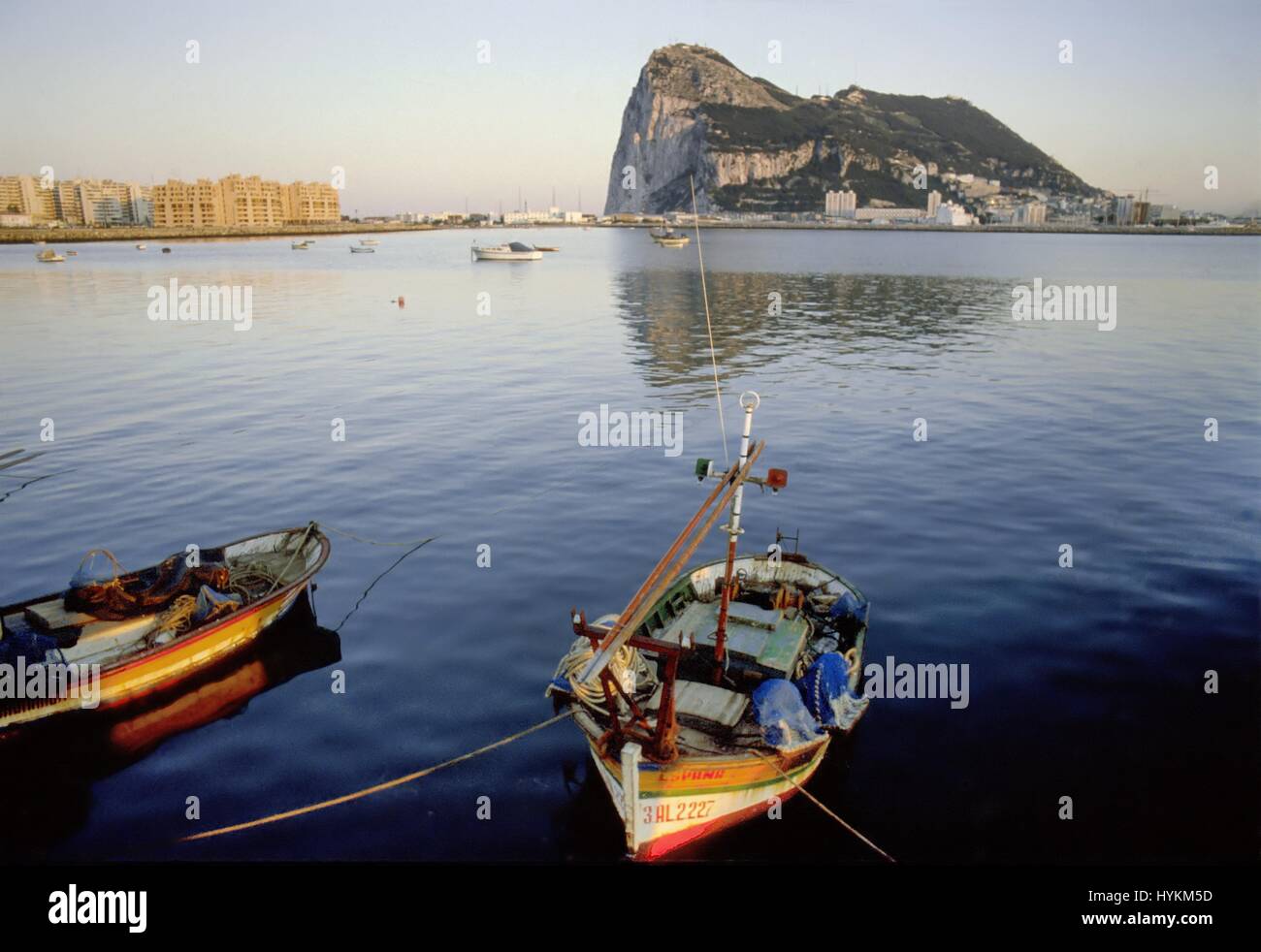 Gibraltar, the Rock seen from the beach of La Linea in Spain Stock ...