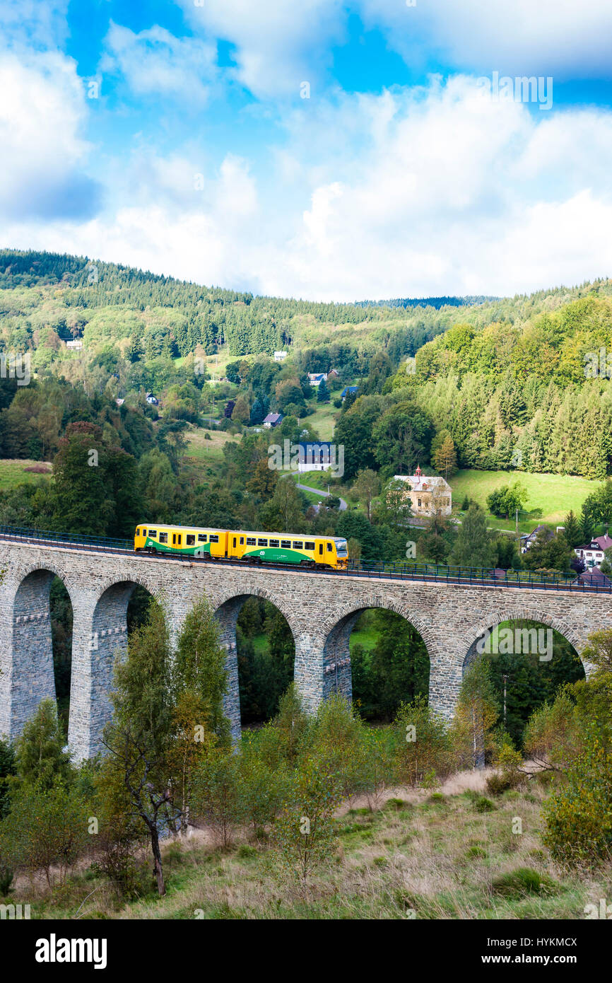 engine carriage on viaduct Novina, Krystofovo Valley, Czech Republic ...