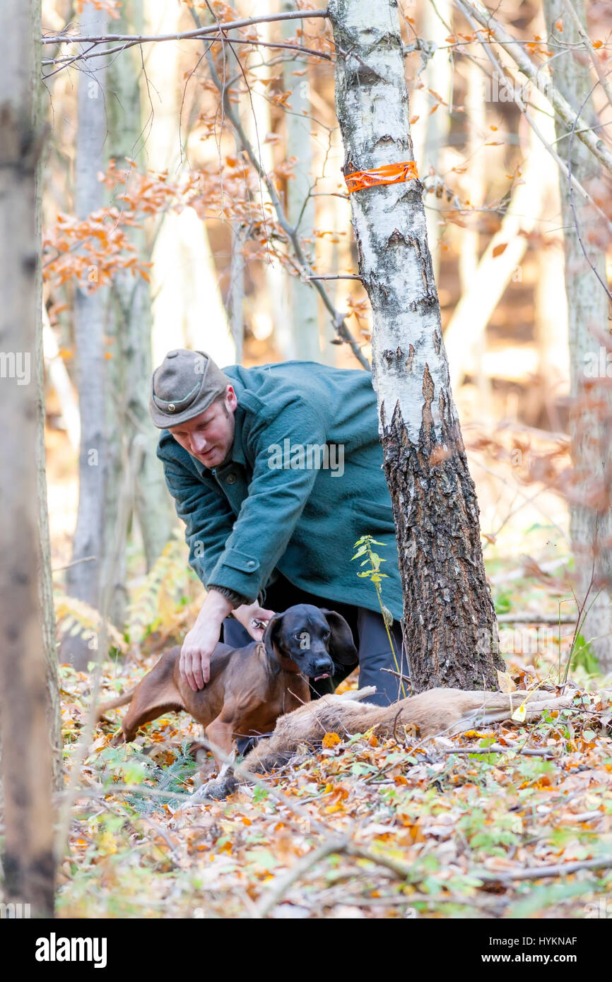 hunter with his dog hunting Stock Photo - Alamy