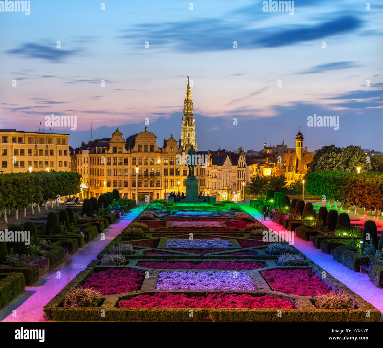 View of Brussels city center in the evening Stock Photo - Alamy