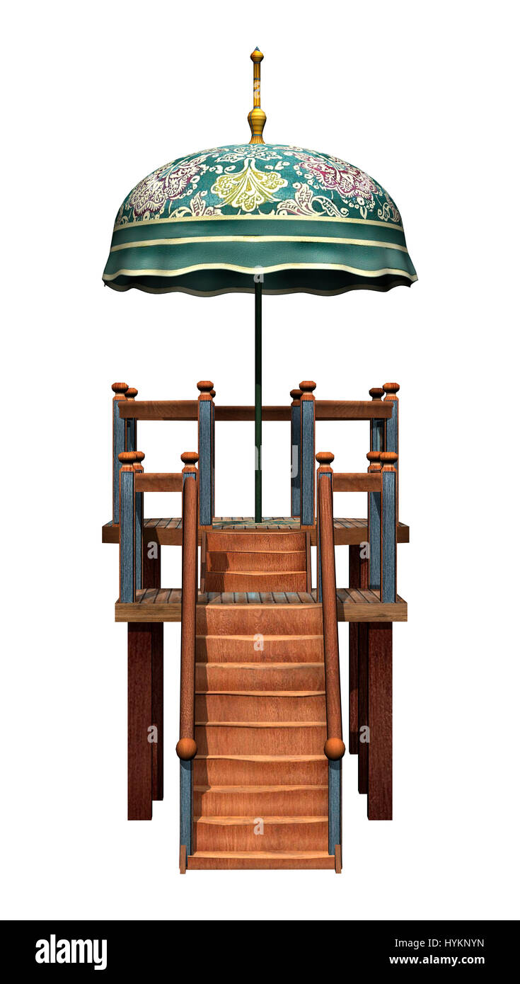 3D rendering of a fantasy lookout isolated on white background Stock ...