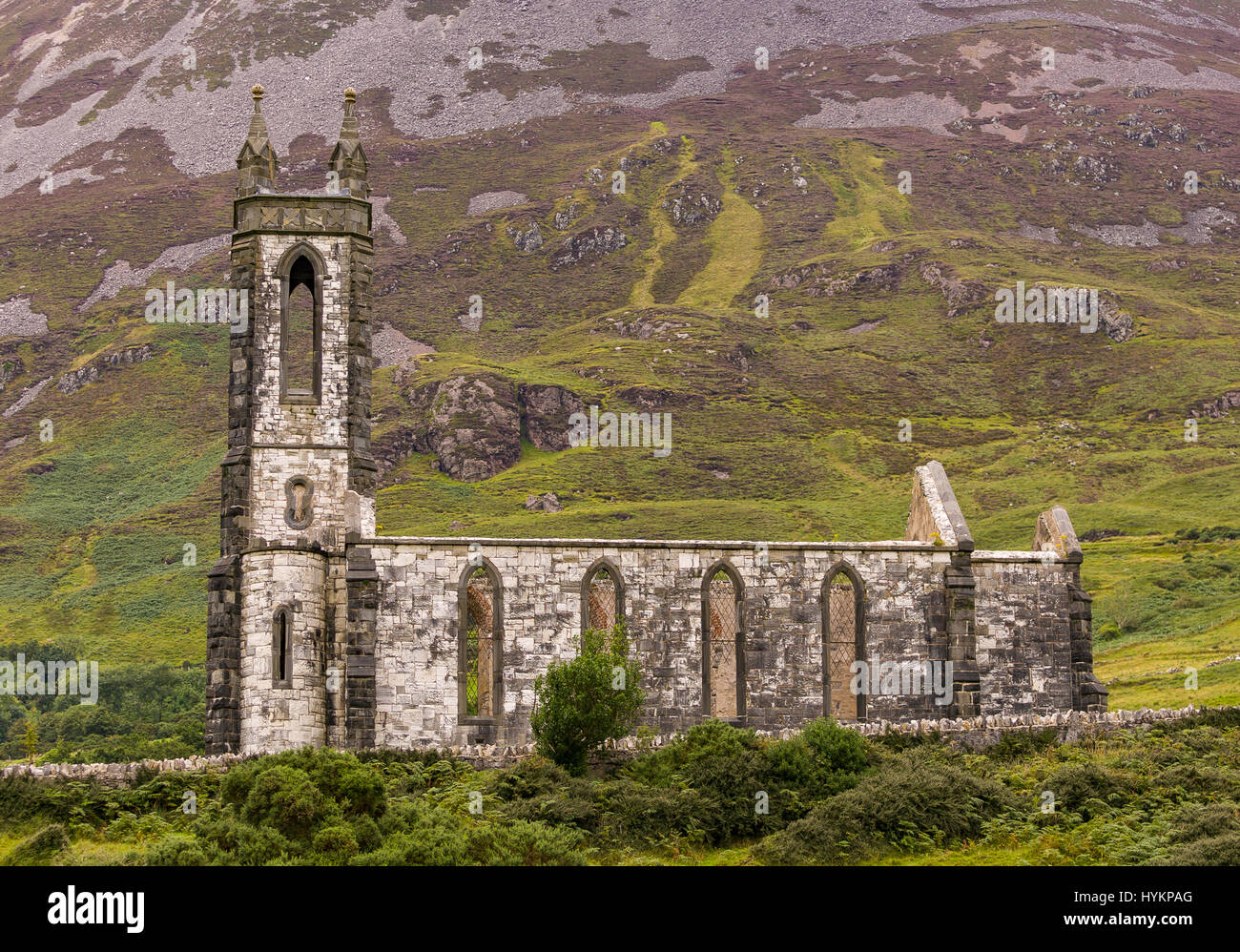 DONEGAL, IRELAND - Ruins of Dunlewey Church, in the Poison Glen Stock ...