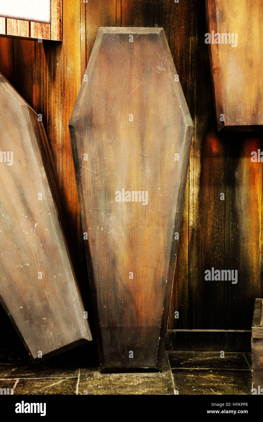 Wooden coffins hi-res stock photography and images - Alamy