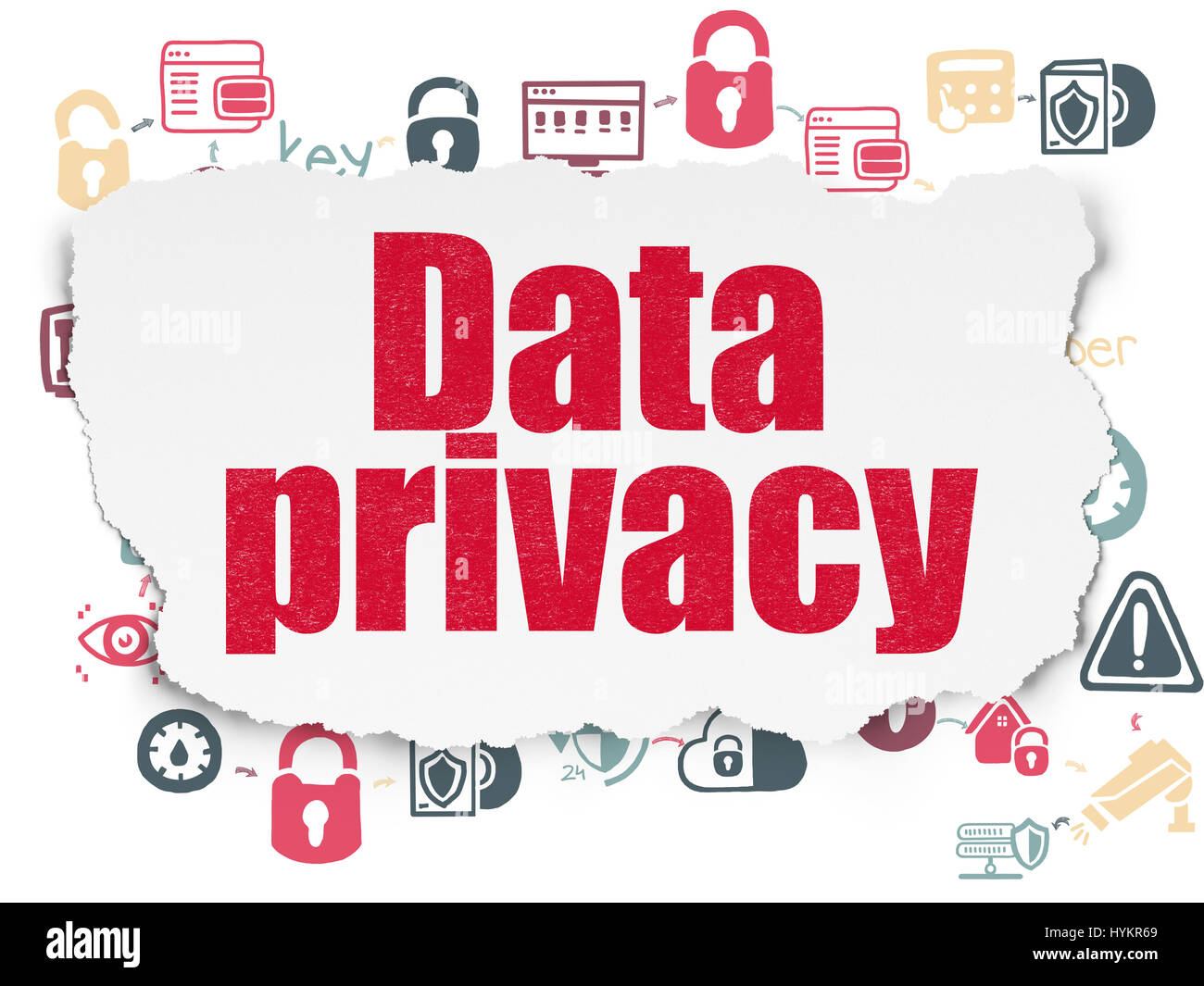 Protection concept: Data Privacy on Torn Paper background Stock Photo ...