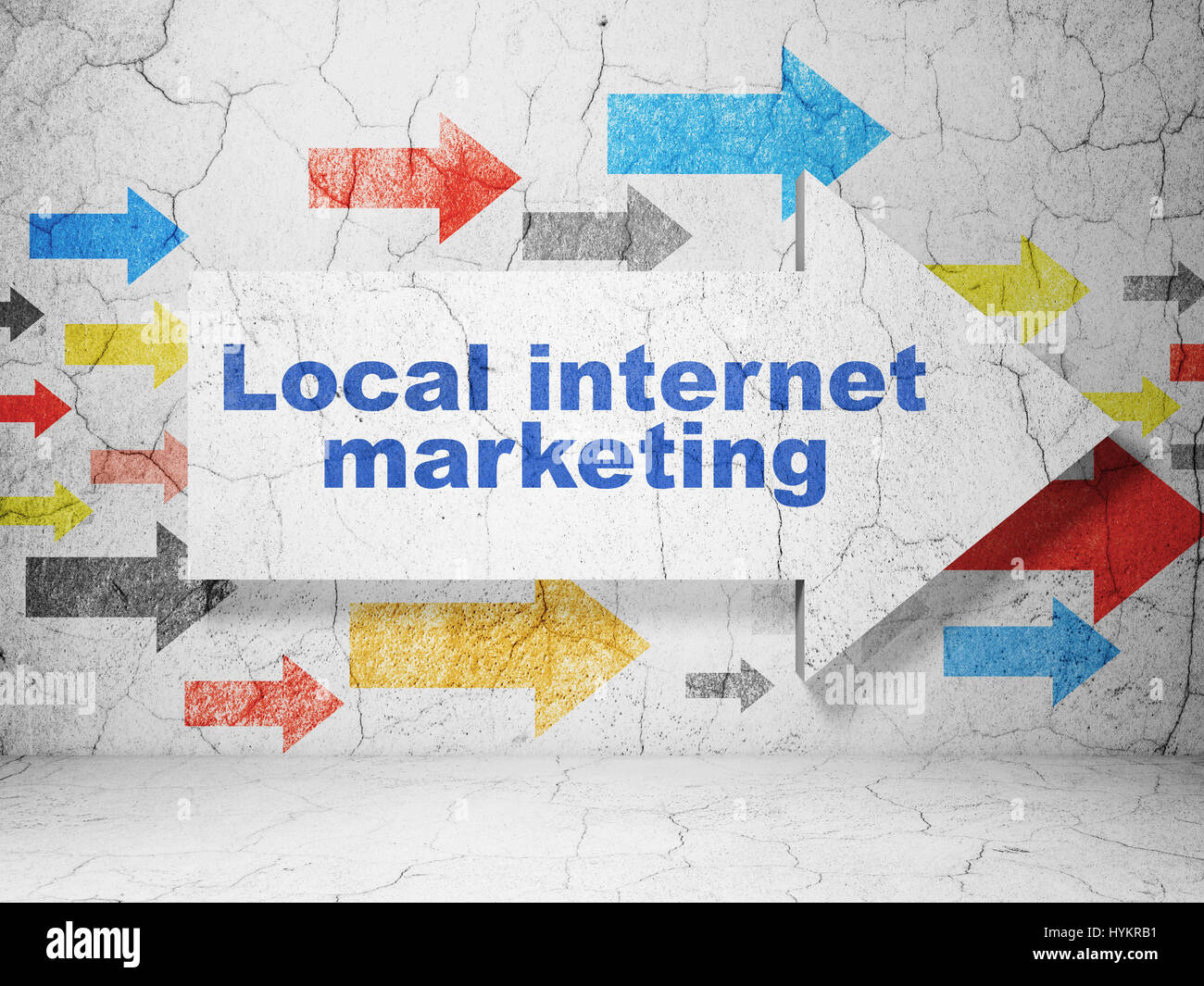 Marketing concept: arrow with Local Internet Marketing on grunge wall ...