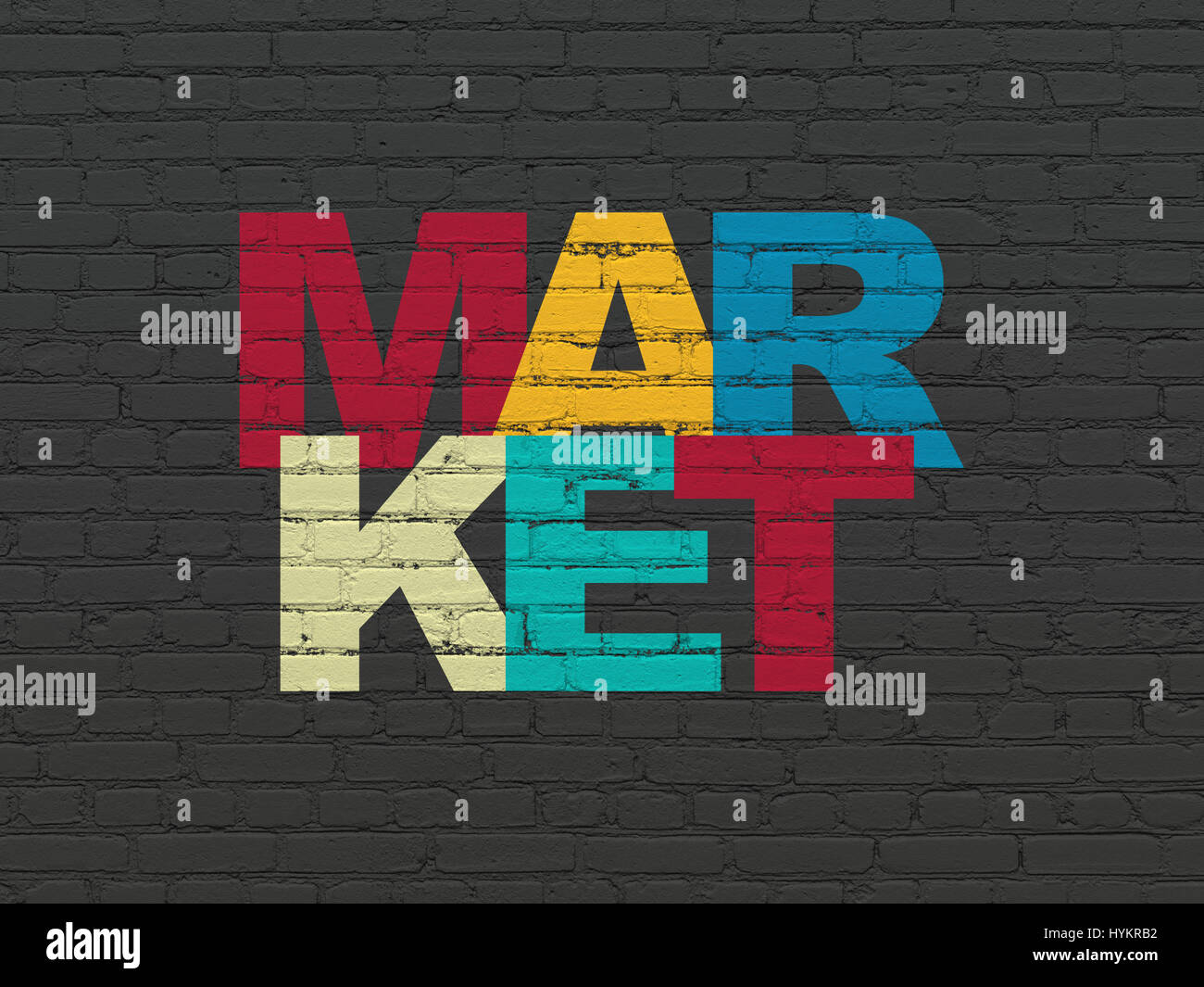 Marketing concept: Market on wall background Stock Photo - Alamy