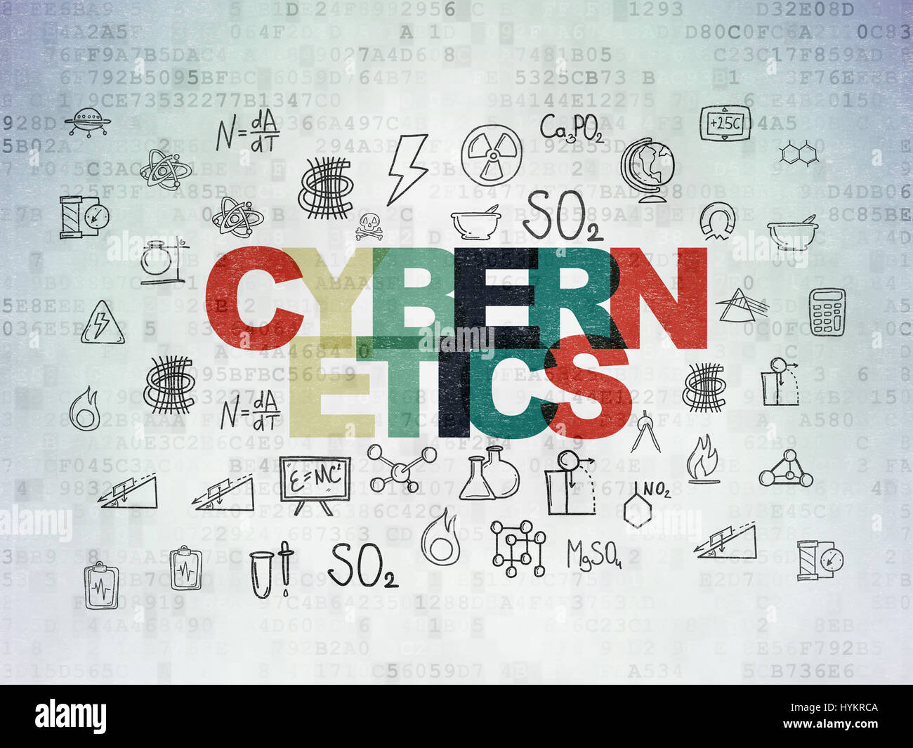 Science concept: Cybernetics on Digital Data Paper background Stock ...
