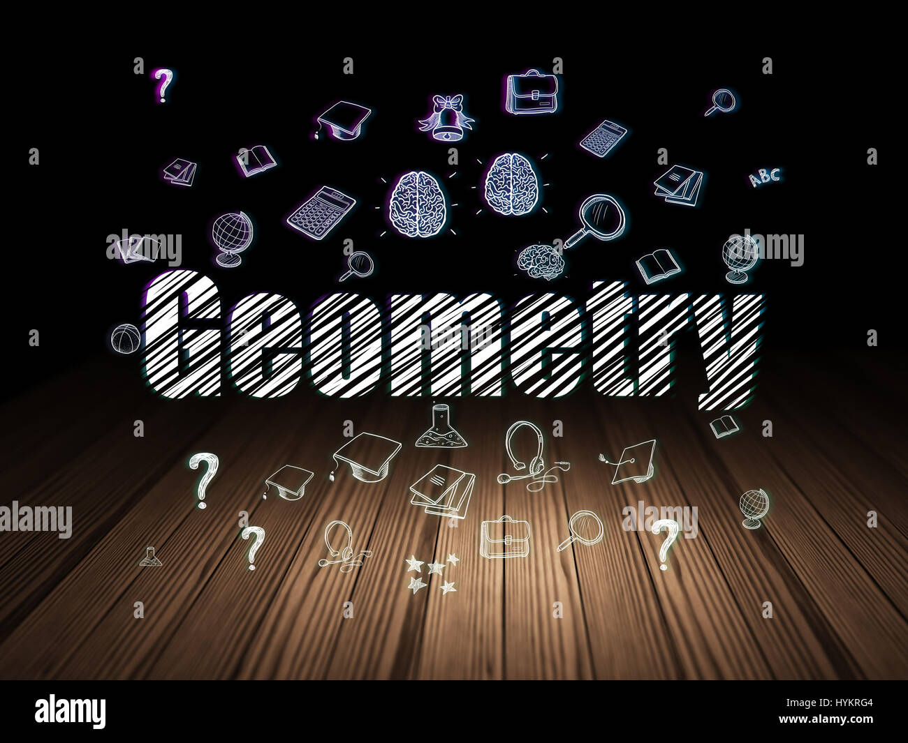 Learning concept: Geometry in grunge dark room Stock Photo - Alamy