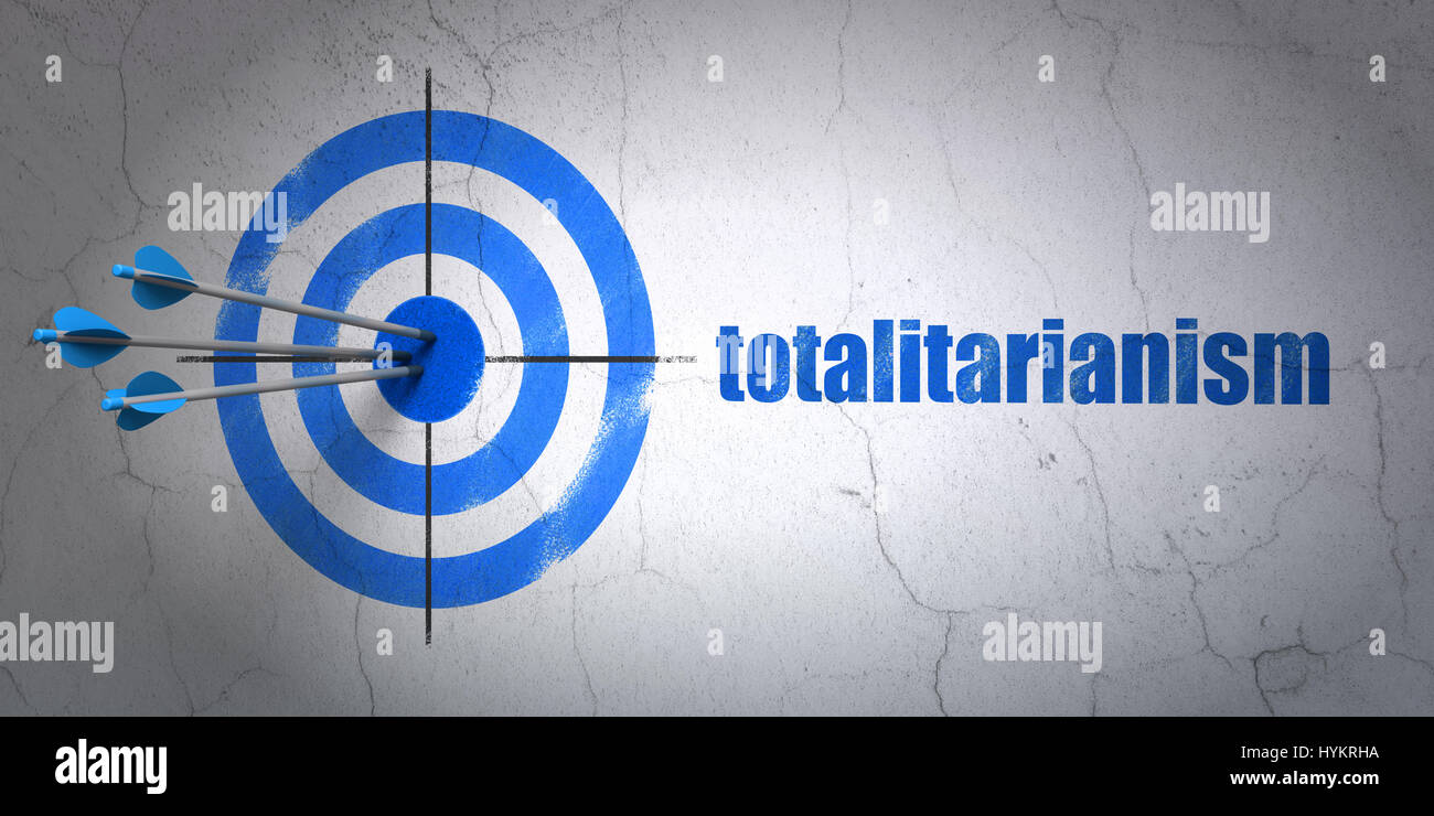 Political concept: target and Totalitarianism on wall background Stock ...