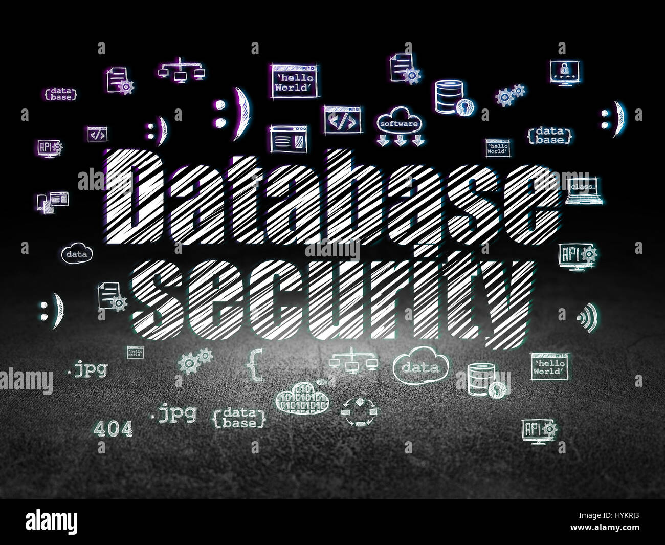 Software concept: Database Security in grunge dark room Stock Photo - Alamy