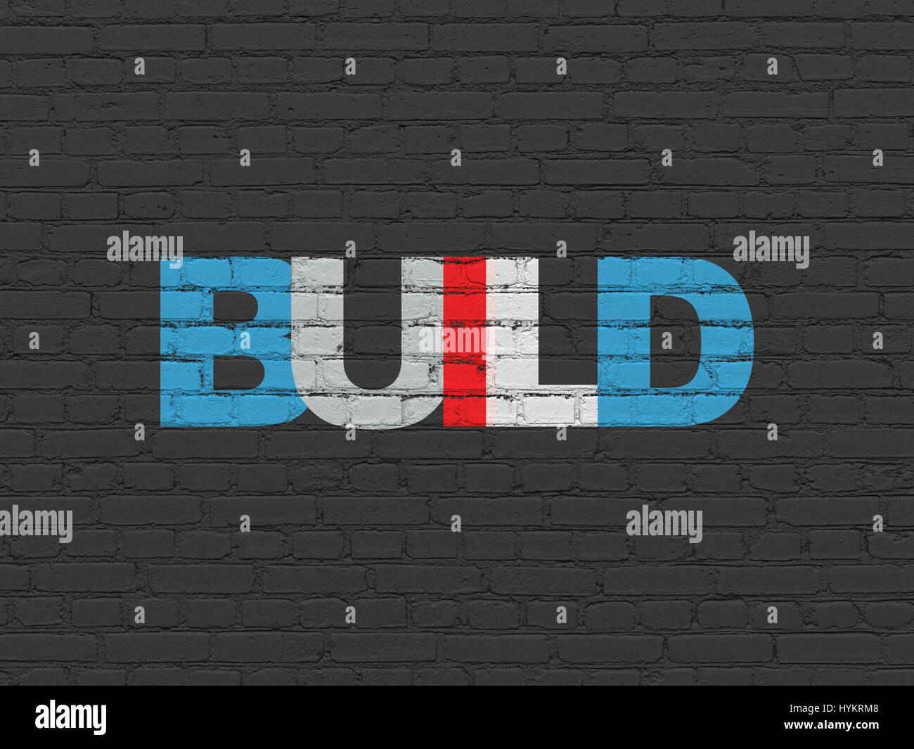 Building construction concept: Build on wall background Stock Photo - Alamy